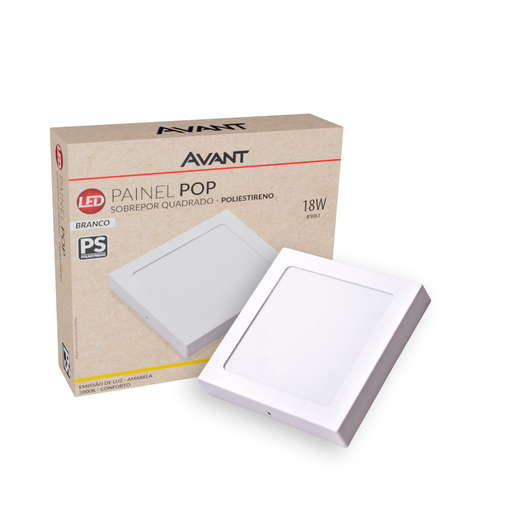 Kit 10 Painel Led Pop Sob. Quadrado 18w 5un 3000k e 5un 6500K | Shopee ...
