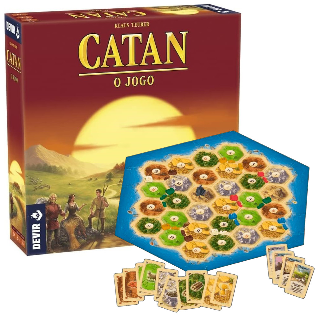 Jogo de Tabuleiro Devir Catan O Jogo Estratégia Aldeias Terrenos Portugues BR | Shopee Brasil