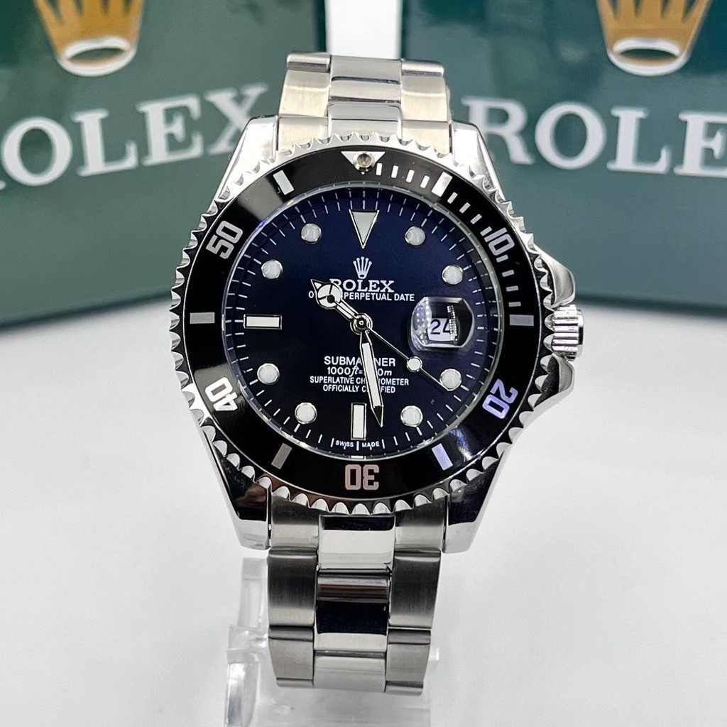 Relógio Rolex Masculino De Luxo SUBMARINER Prata Preto | Shopee Brasil