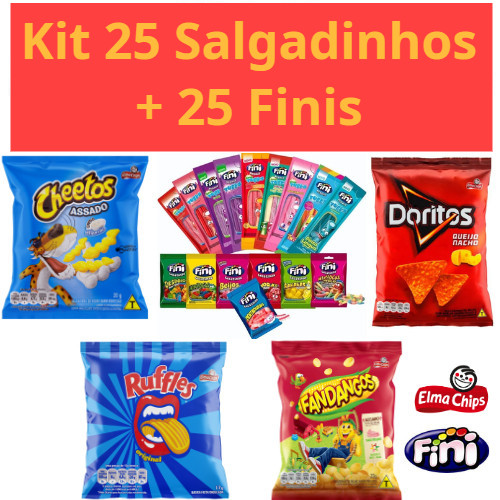 kit 25 Salgadinhos Elma Chips Sortidos + 25 Finis Sortidos | Shopee Brasil