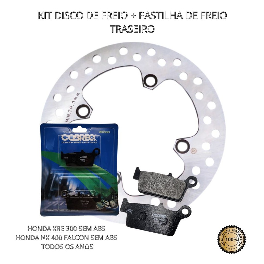 Disco Freio + Pastilha Freio Cobreq Xre 300 Nx 400 S/Abs Traseiro ...