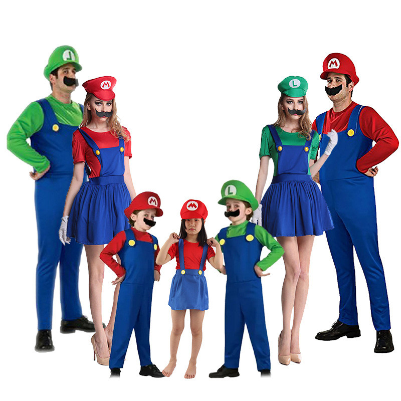 Halloween Super Mario traje cosplay Mario Louis Mary roupas festa pai ...