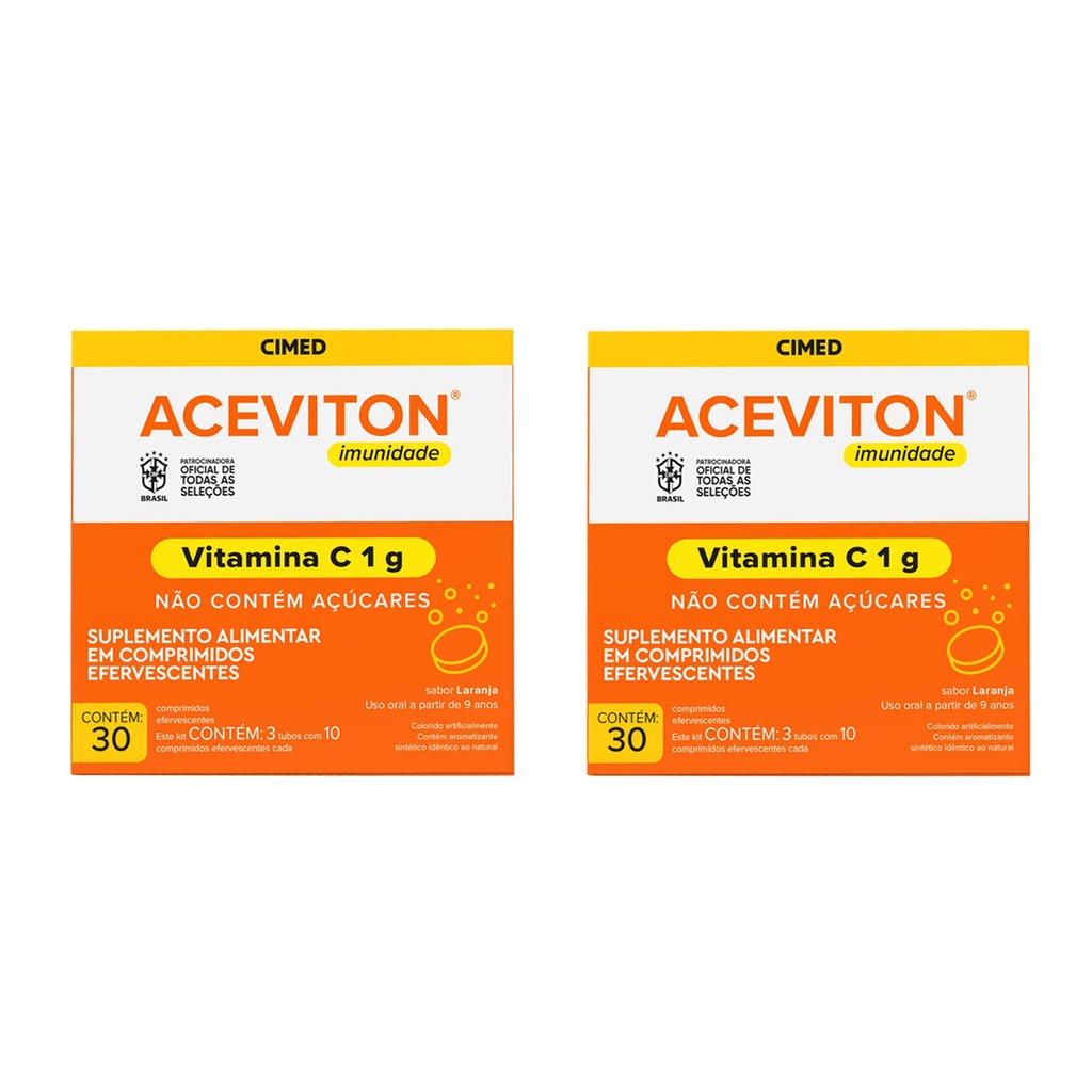 Kit 2 Suplemento Aceviton Imunidade Vitamina C 30Cpr - Cimed | Shopee ...
