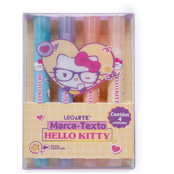 Marca-Texto Hello Kitty Estojo com 4 cores - LeoArte | Shopee Brasil