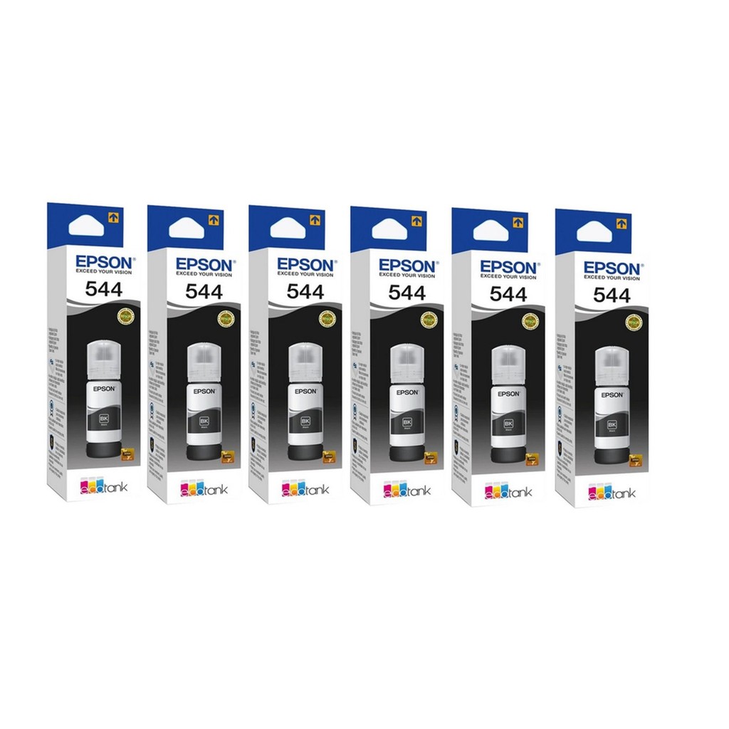 KIT 6 REIL TINTA PARA EPSON ORIGINAL T544 L3110 L3150 L3250 PRETO | Shopee Brasil