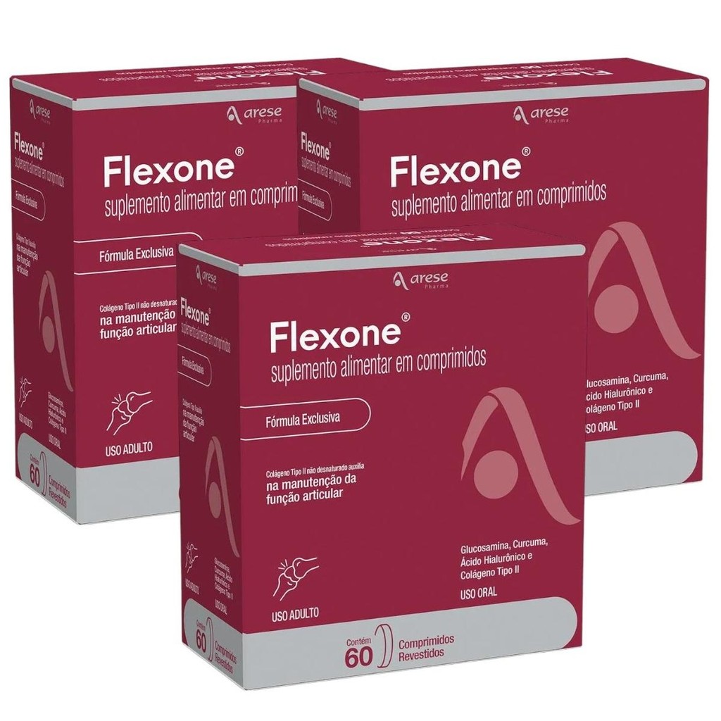 Kit Arese Flexone Com 3 Caixas De 60 Comprimidos Revestidos Cada | Shopee Brasil