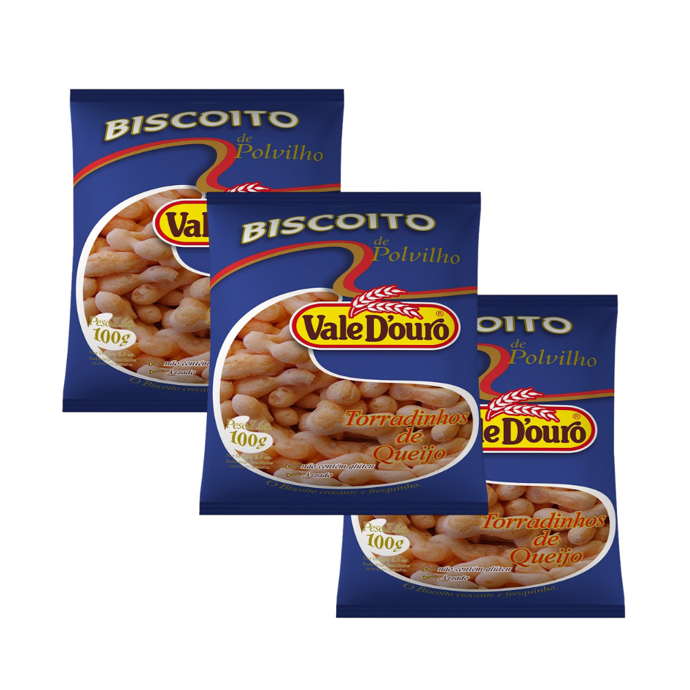 Biscoito De Polvilho Queijo 100gr Vale D'ouro - 3un | Shopee Brasil