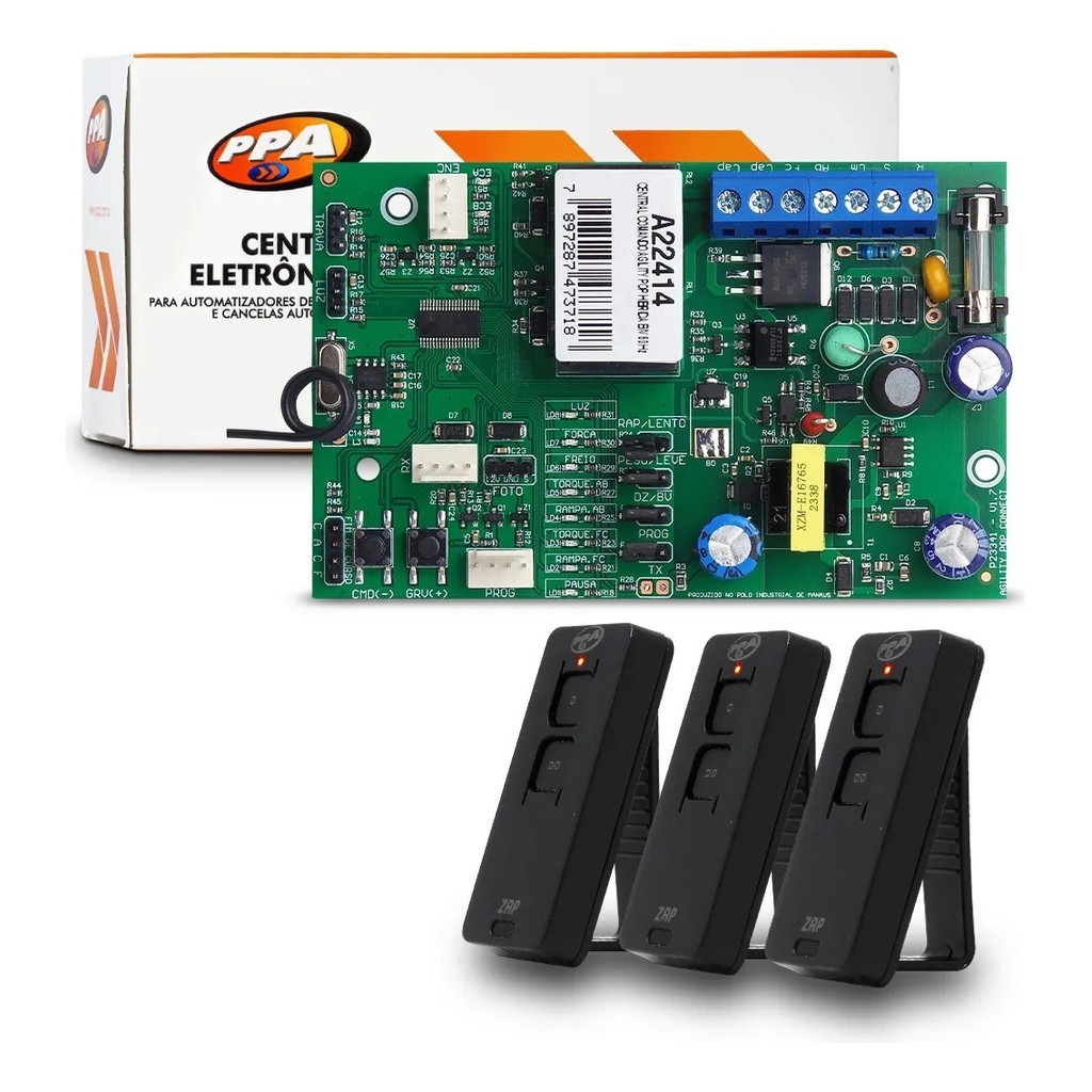 KIT CENTRAL AGILITY POP CONNECT PPA + 3 CONTROLE ZAP POP PPA 433 PRETO ...