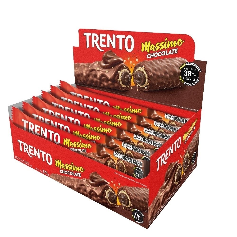 Chocolate Trento Wafer Massimo Chocolate 25g - Embalagem com 15 Unidades | Shopee Brasil