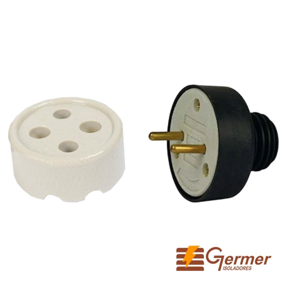 Tomada + Pino Macho Porcelana Bipolar 25A - GERMER | Shopee Brasil
