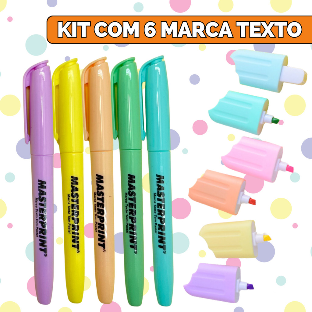 Kit Marca Texto Neon Pastel Marcador De Textos Mini Kawaii - Escolha ...