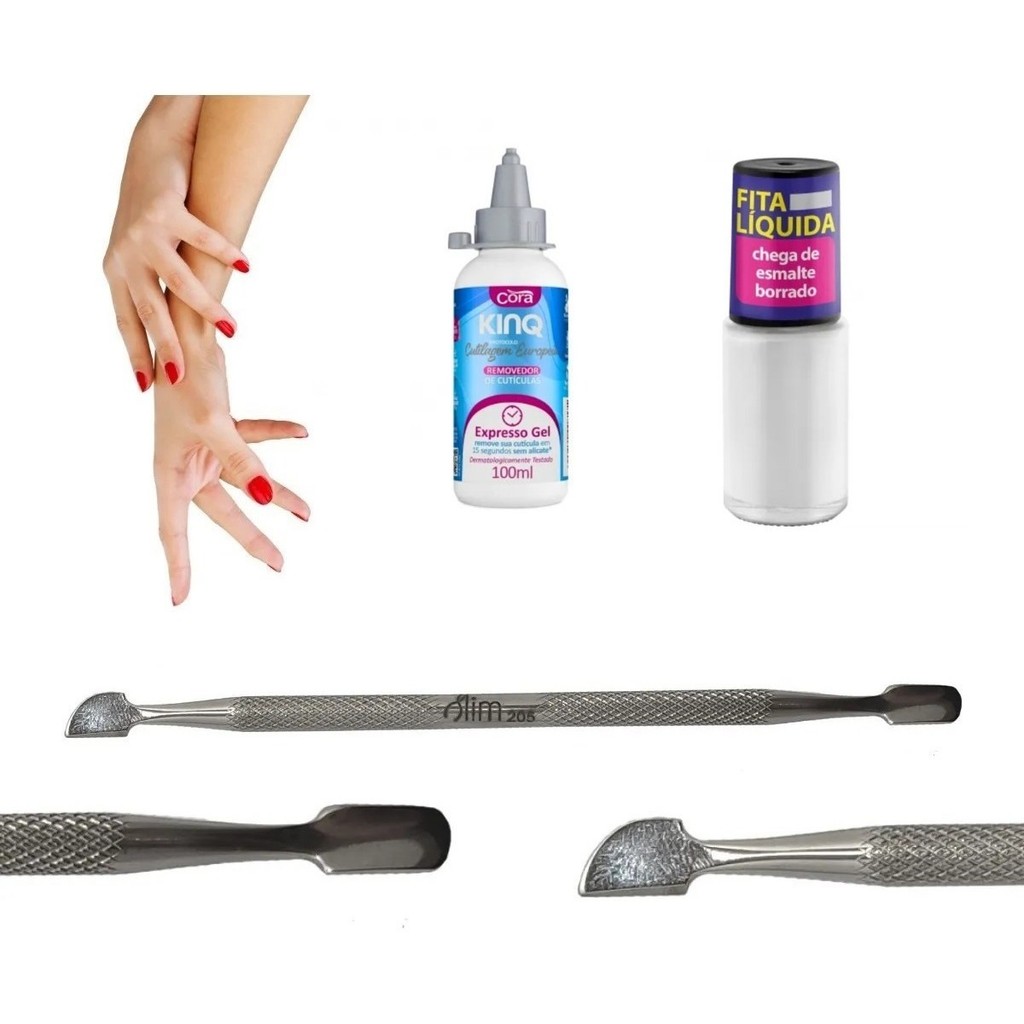 Kit Kinq Gel Removedor De Cutículas 100ml Cora Sem Alicate fita ...
