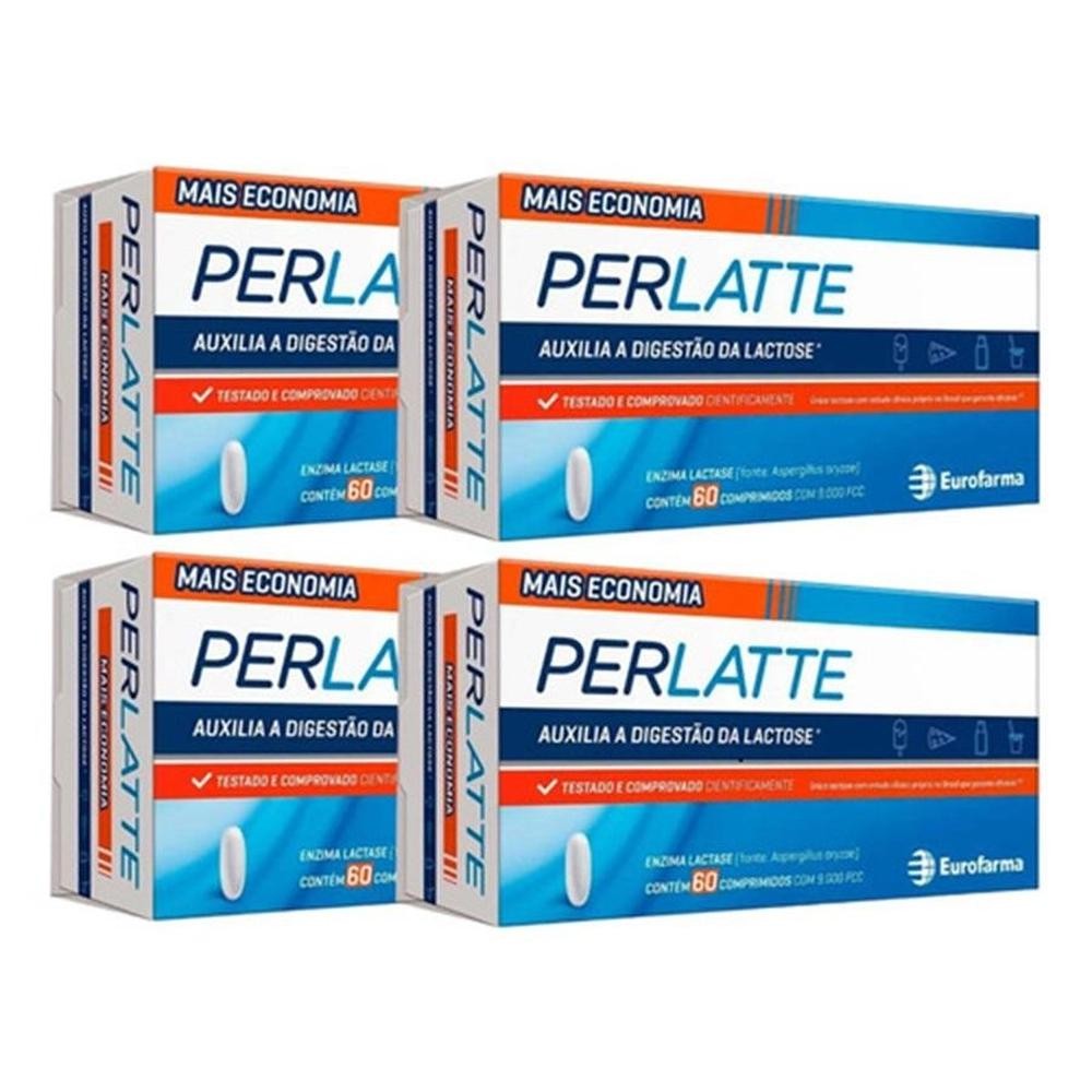 Kit 4 Enzima Lactose Perlatte Enzima Lactase 60 comprimidos | Shopee Brasil