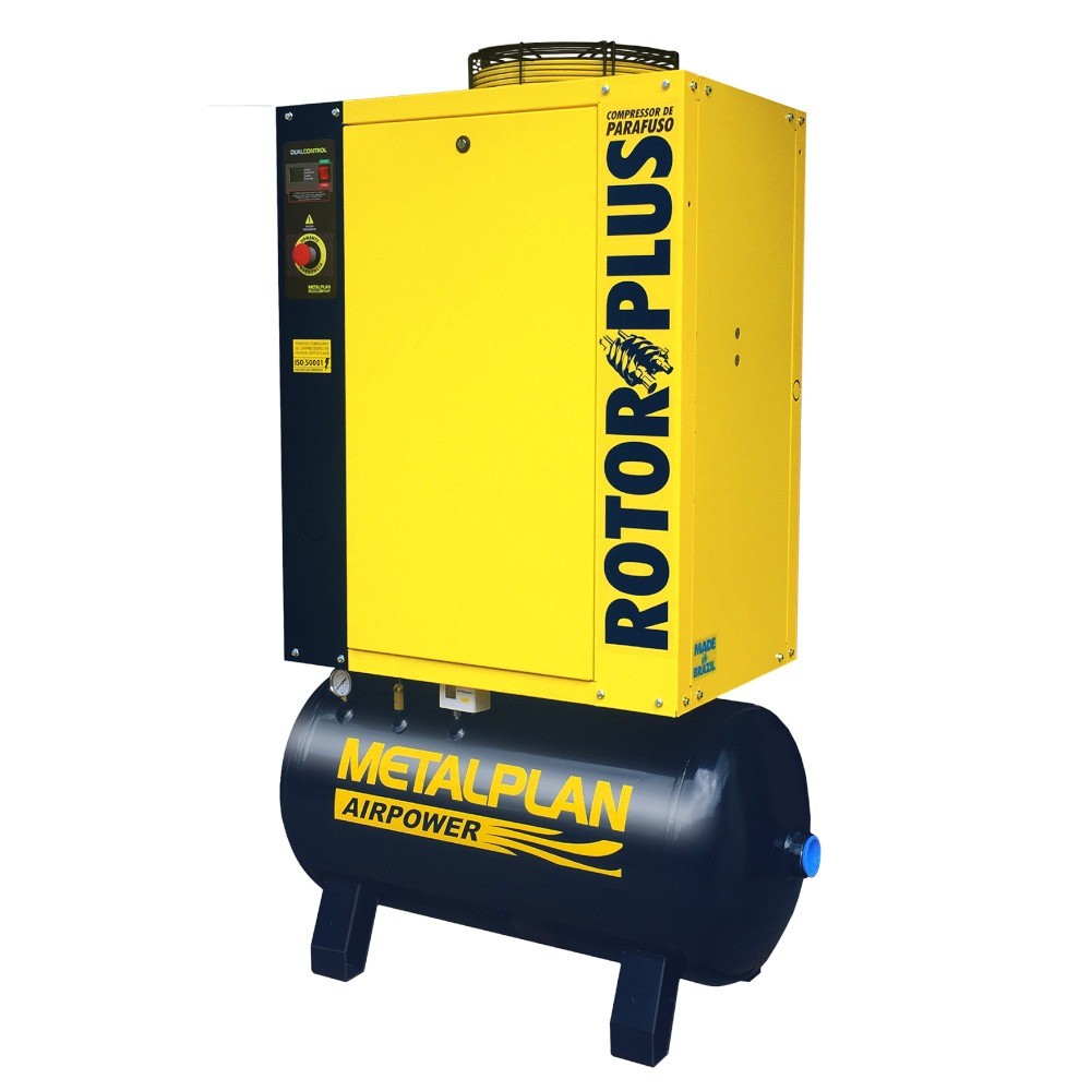 Compressor de ar de parafuso 20 hp 163 litros 9 bar 220V - Rotor Plus ...
