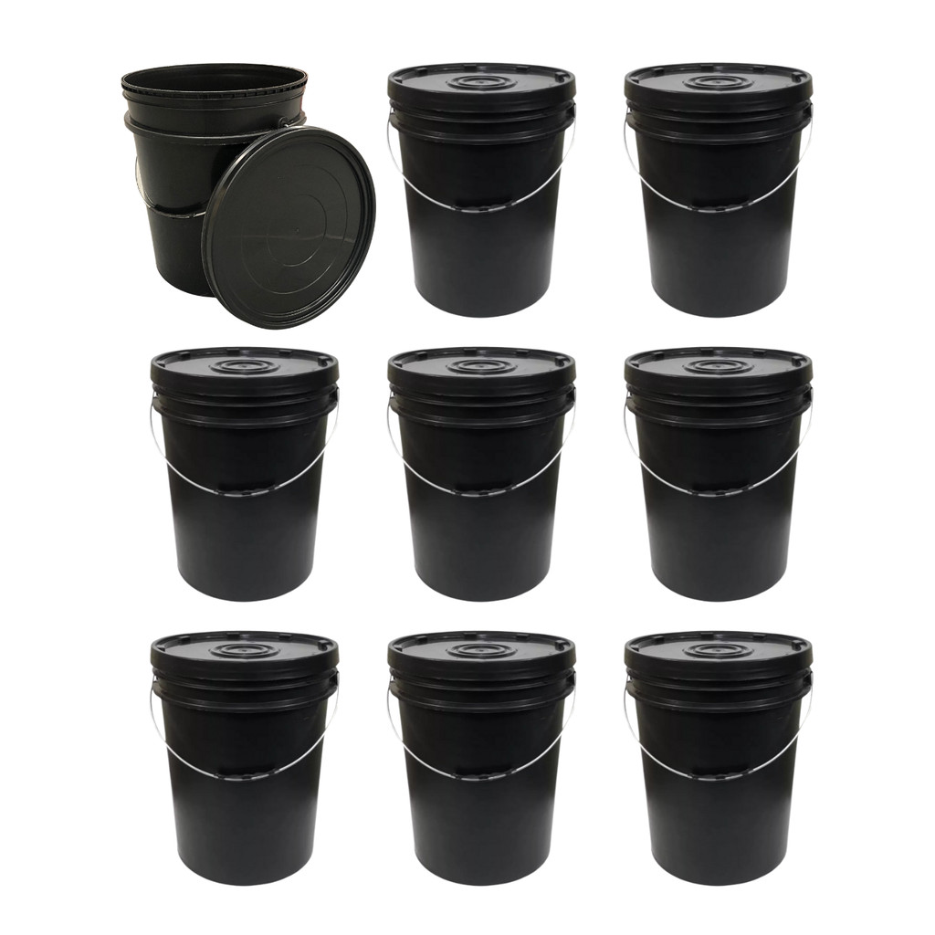 20 Balde Plástico 20 Litros Preto Tampa Fechamento Hermética com Lacre ...