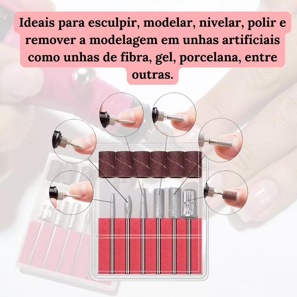 Kit Profissional de Brocas e Lixas para Unhas | Shopee Brasil