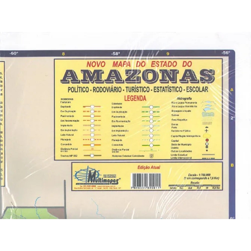 Mapa Gigante Estado do Amazonas Geográfico Político Turístico Rodoviário Escolar Planisférico ...