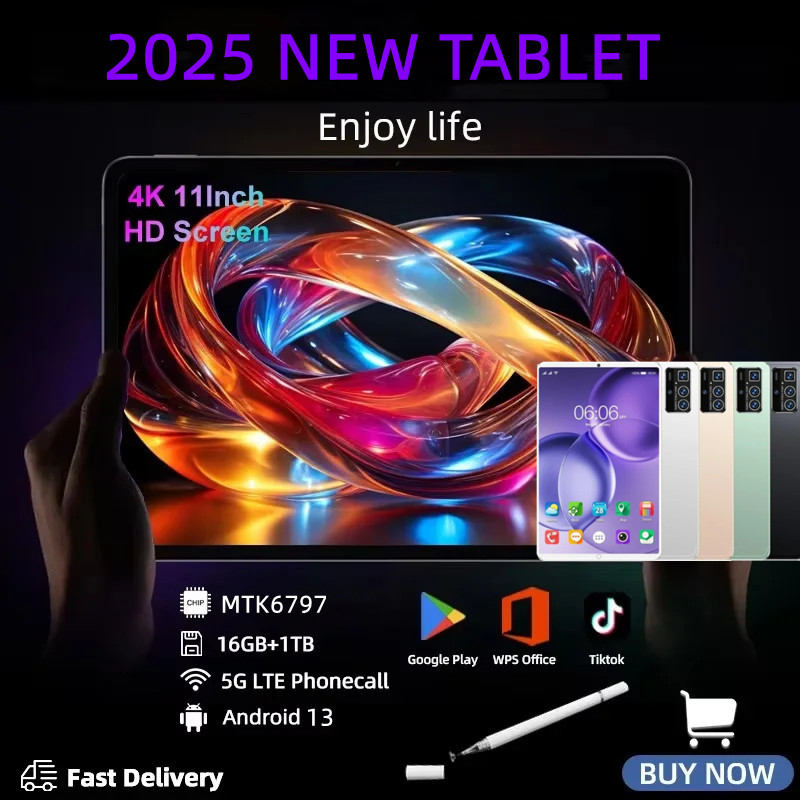 2025 Versão Global Tablet PC Android 13 16GB RAM + 1TB ROM 12 Polegada ...