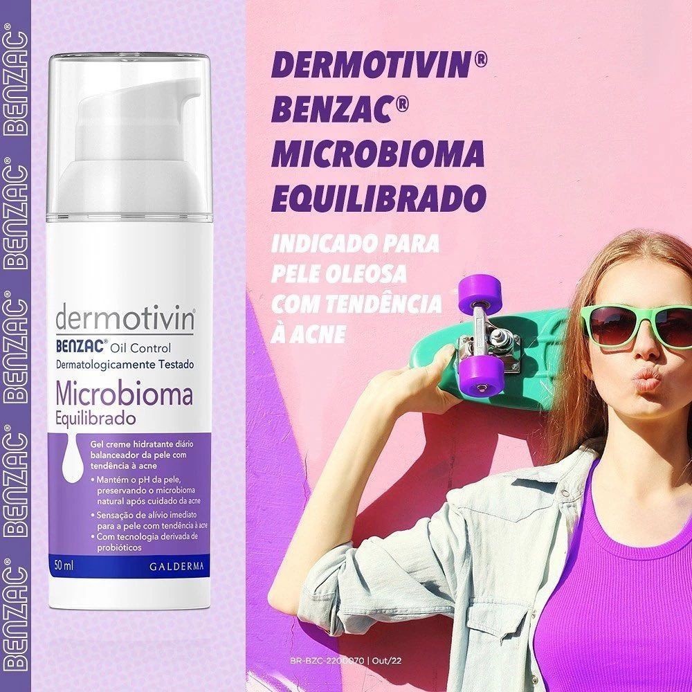 Gel Creme Hidratante Dermotivin Benzac Oil Control Microbiome Pele ...