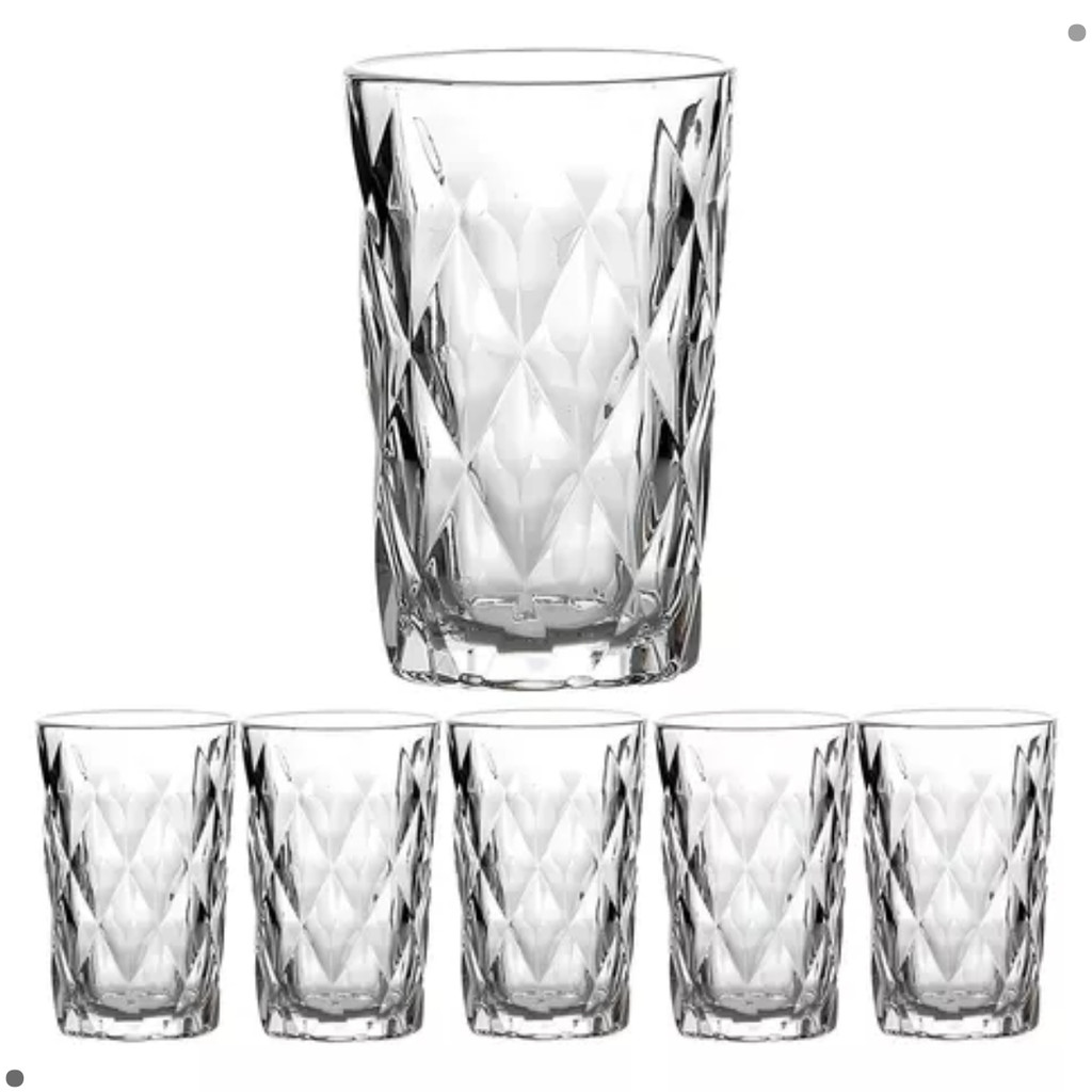 Jogo 6 Copos Diamante Agua Suco Grosso Resistente - 400ml 7601 Original Line | Shopee Brasil