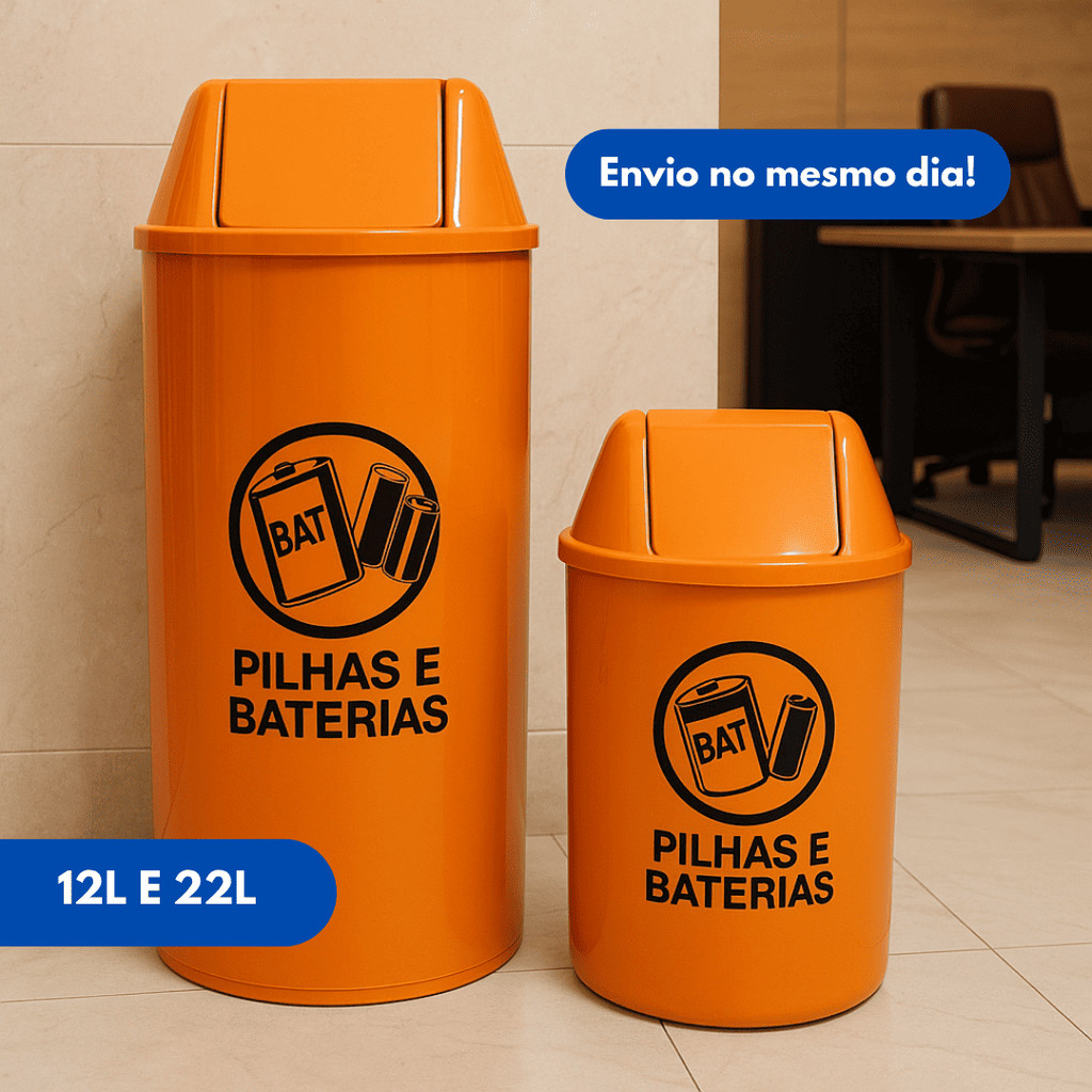 Lixeira Coletor Pilhas e Baterias Descarte - 12L e 22L - Escritório ...