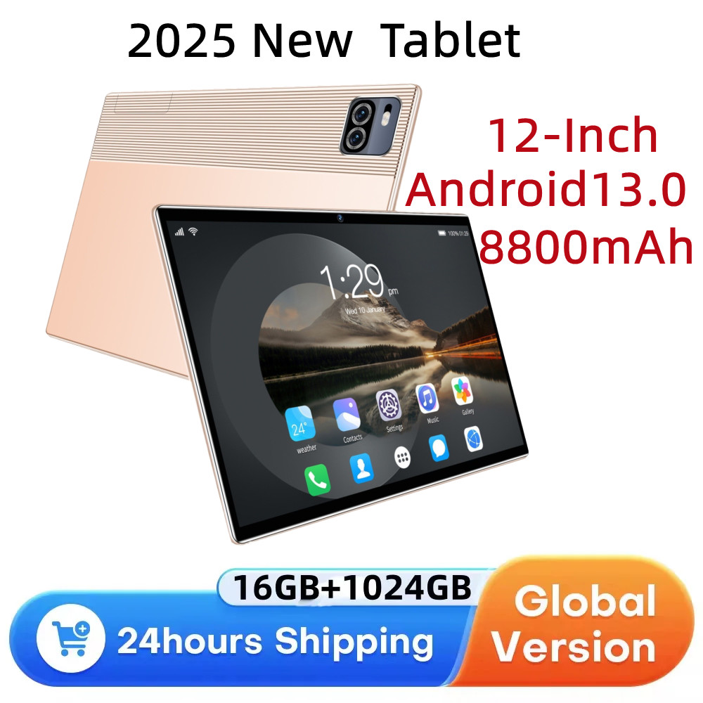 2025 Versão Global Tablet 12 Polegadas HDAndroid 13 RAM 16GB + ROM 1TB ...