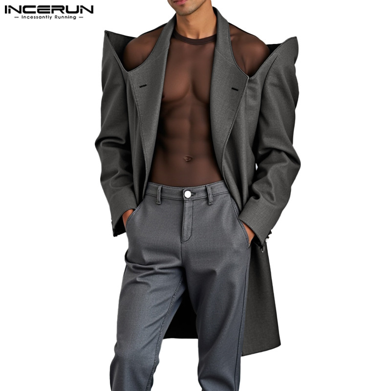 INCERUN Blazer Casual Masculino Vintage Personalizado Com Ombro E Manga ...