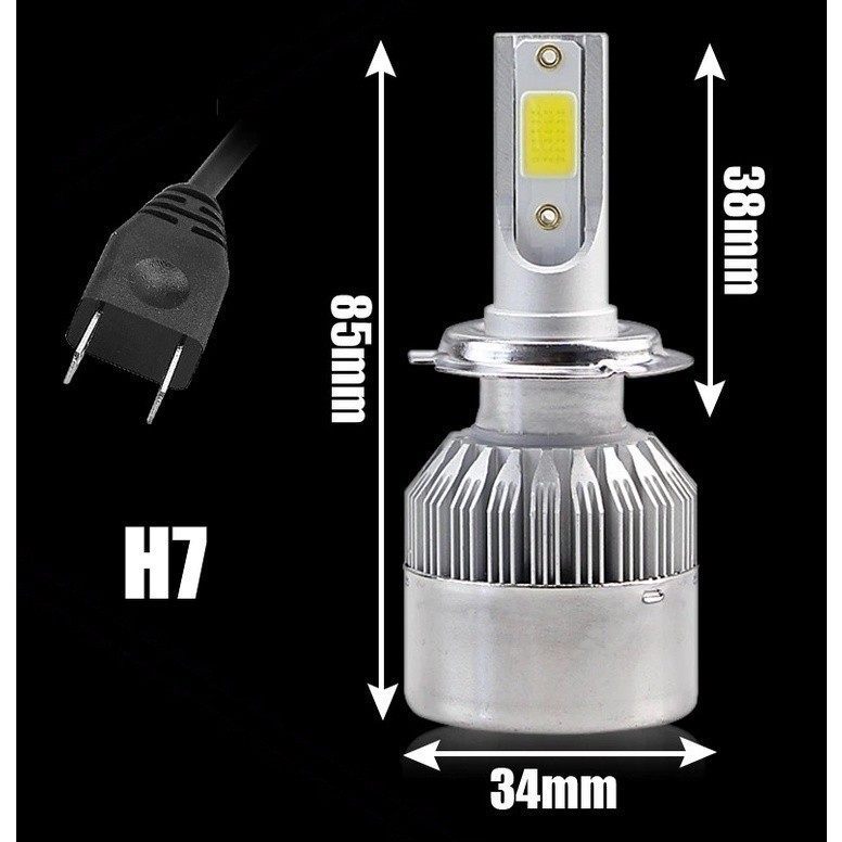 Par de Lâmpadas C6 Super Led 6000K H1 H3 H4 H7 H11 H13 H16 H27 HB3 HB4 12V a 24V | Shopee Brasil