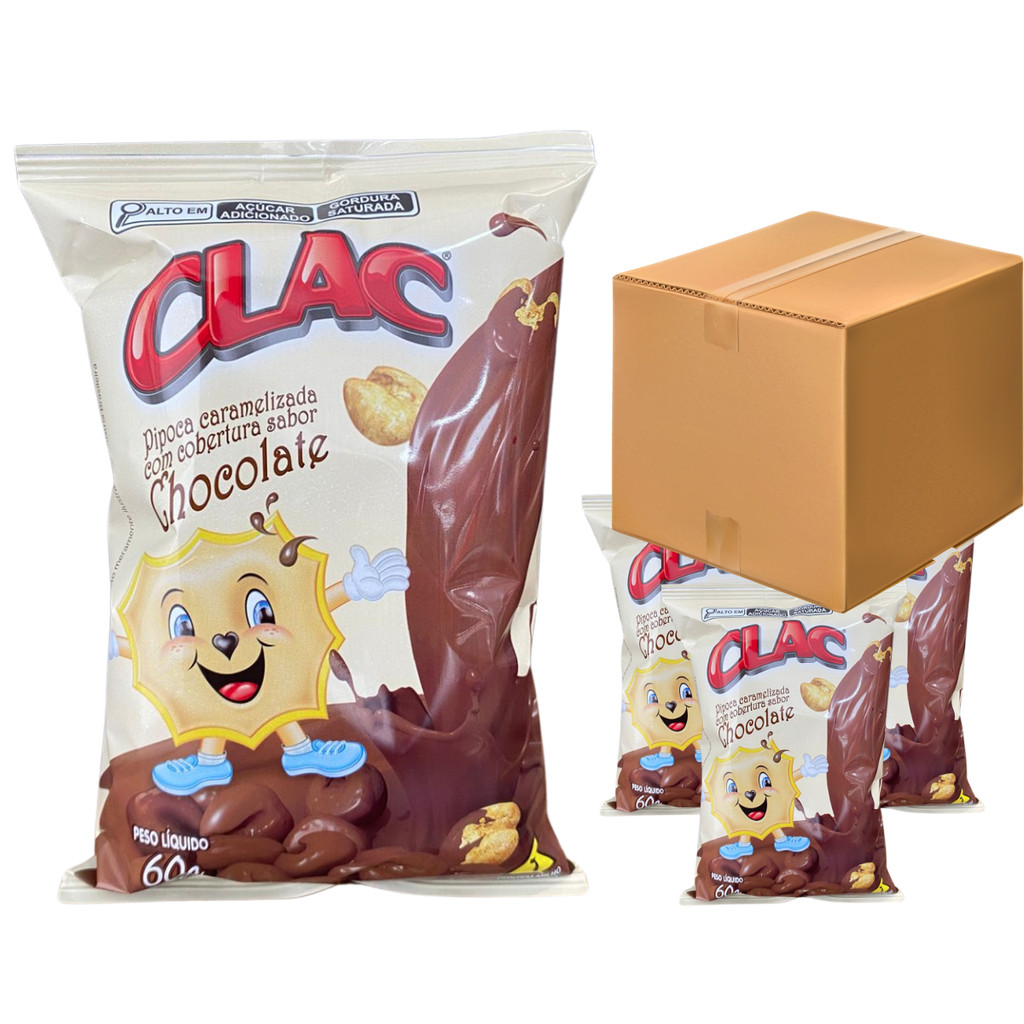 Pipoca Clac Caramelizada Coberta C/ Chocolate Kit 3X60gr | Shopee Brasil