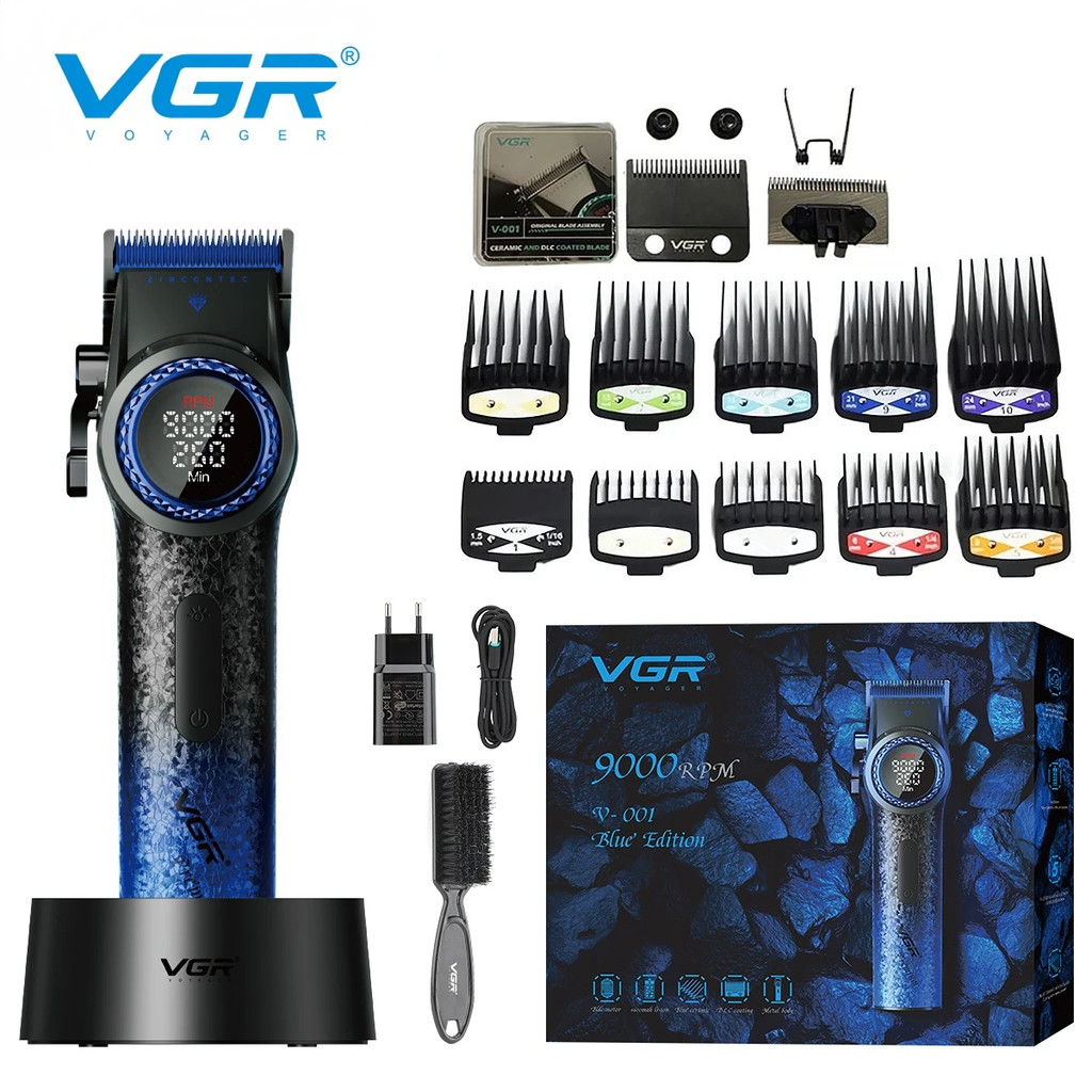 VGR Máquina De Corte De Cabelo Profissional Aparador 9000 RPM Cortar Bldc Motor Barbeiro Sem Fio ...