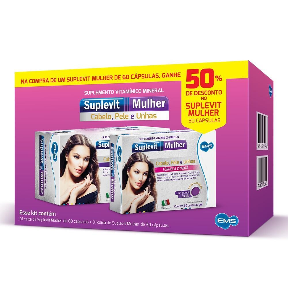 KIT SUPLEVIT MULHER COM 60 + 30 CÁPSULAS | Shopee Brasil