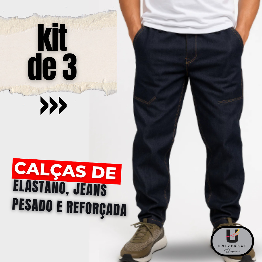 kit 3 Calças Jeans Estilo Brim – Trabalho Pesado com Estilo e ...