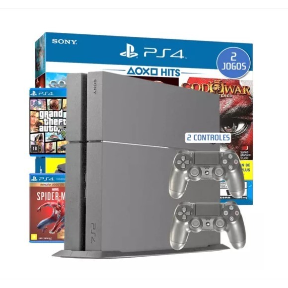 Ps4 Playstation 4 500GB 2 controles 2 jogos Completo Original com Nota Fiscal e Garantia ...