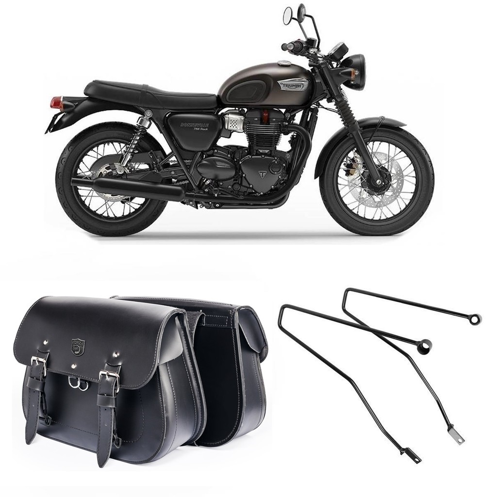 Alforge Lateral Moto Bolsa 18 Litros Com Suporte Triumph Bonneville T ...