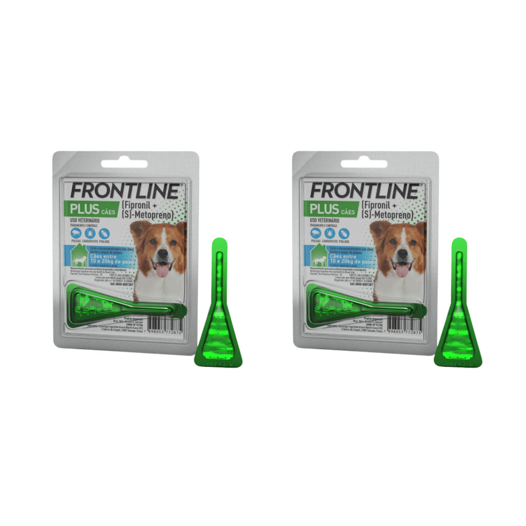 Kit 2 Antipulgas Frontline Plus Cães entre 10 e 20kg | Shopee Brasil
