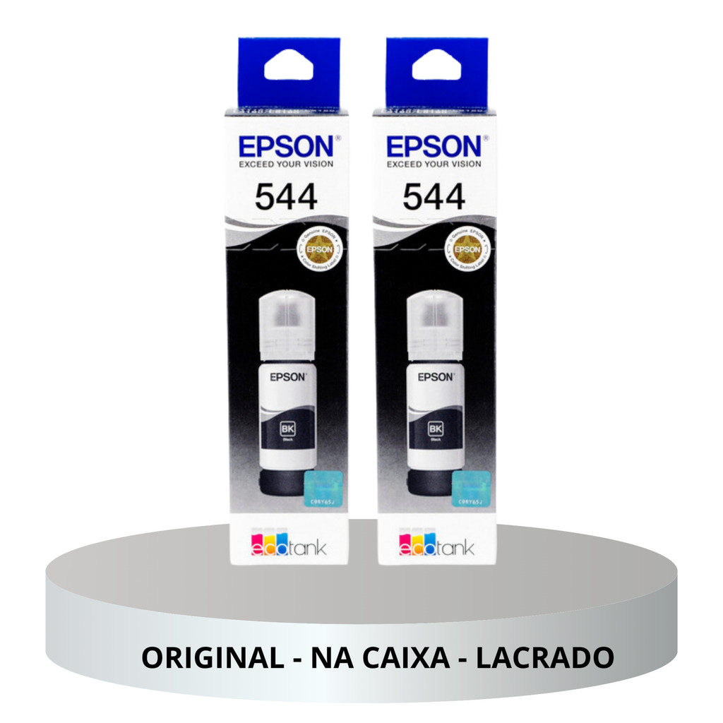KIT 2 REFIL TINTA PARA EPSON T544 ORIGINAL L3110 L3150 L3250 PRETO | Shopee Brasil