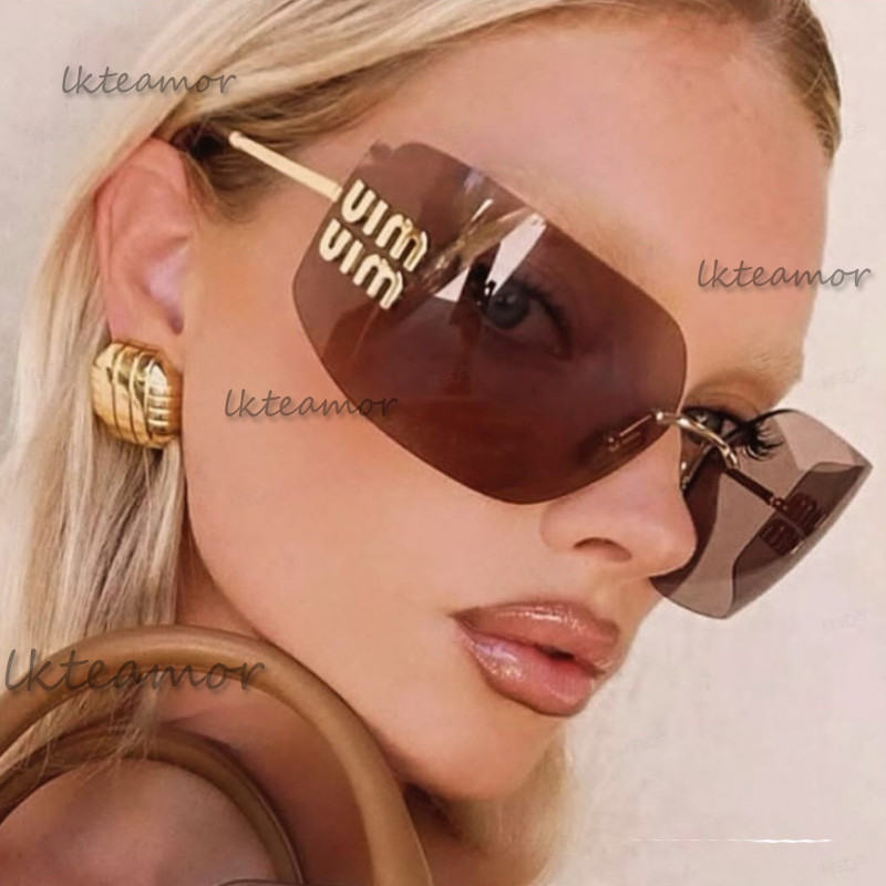 Sexy Feminino Modelo Novo Y2K Óculos De Sol Sem Moldura Design Marca Luxo Lazer Ao Ar Livre Moda ...