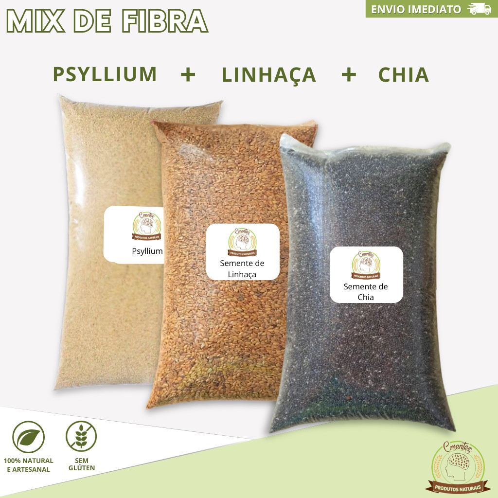 Kit Mix de Sementes Chia + Linhaça + Psyllium Fibras Low Carb Total ...
