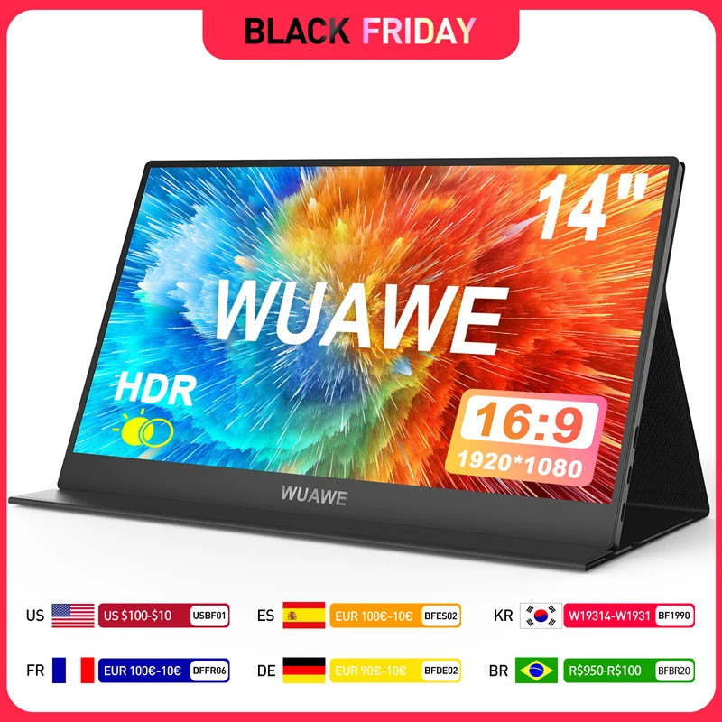 Monitor Portátil Pequeno de 14 polegadas para Laptop, 1080P USB HDMI ...