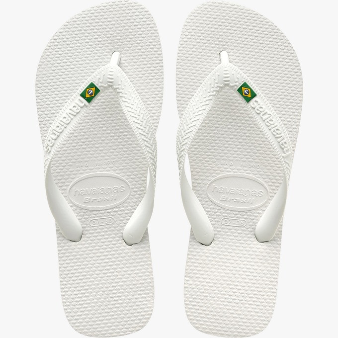 Havaianas Brasil Chinelo de praia branco com bandeira da avaiana ...