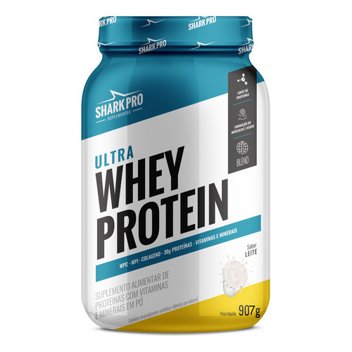 Ultra Whey Protein Shark Pro Colágeno Sabor Leitinho - Pote 907g | Shopee Brasil