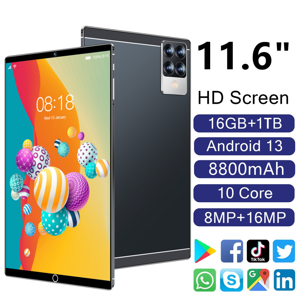 2025 Novo Android 13 Tablet 16GB RAM 1TB ROM 12 Polegada 5G WiFi Dual ...