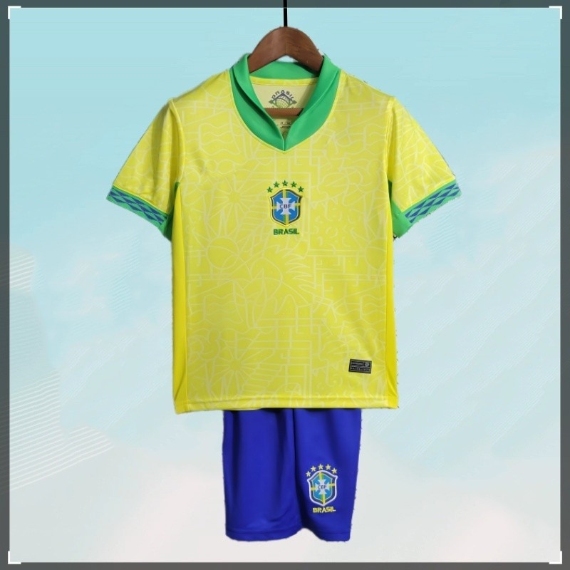 Kit Infantil Brasil 2024 Casa Camisa de Futebol 24/25 WWDX | Shopee Brasil