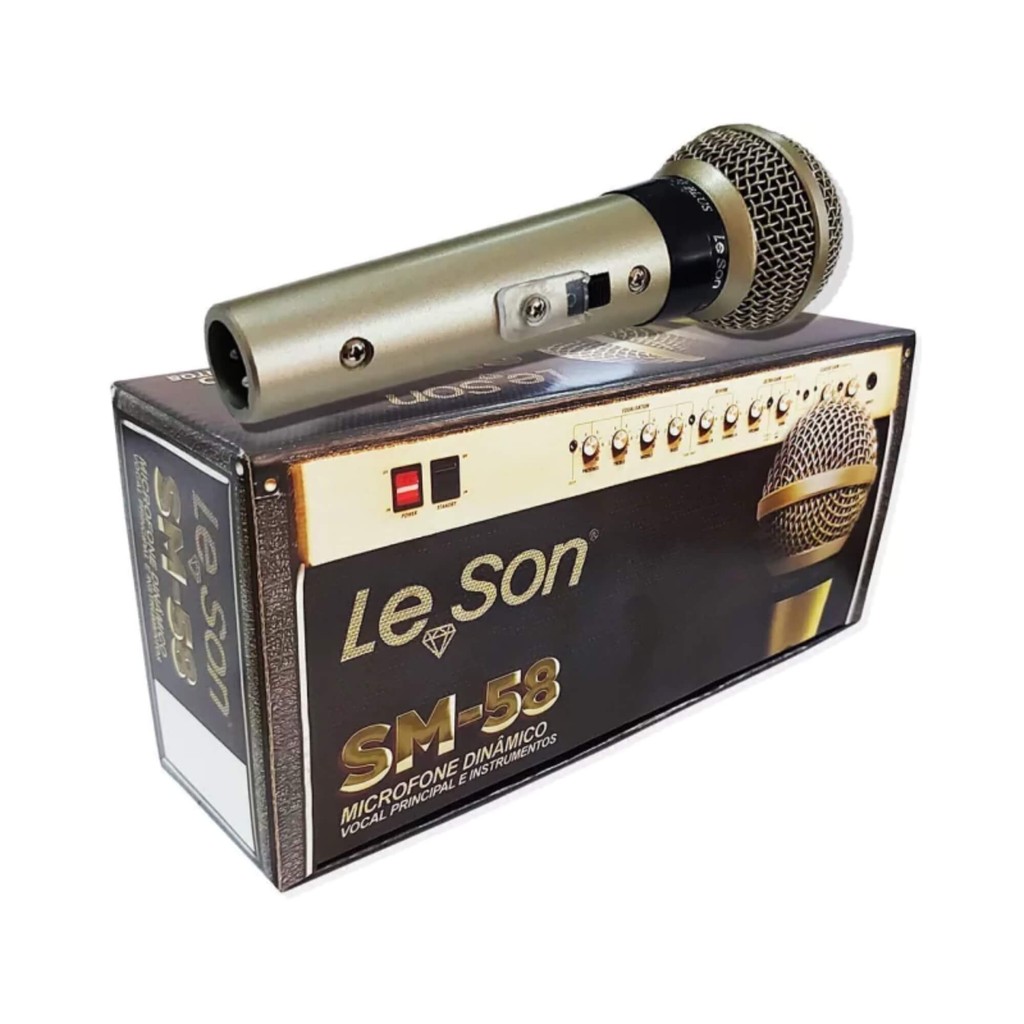 Microfone Profissional SM58 Plus Champagne Metálico Cabo XLR 5M Leson ...