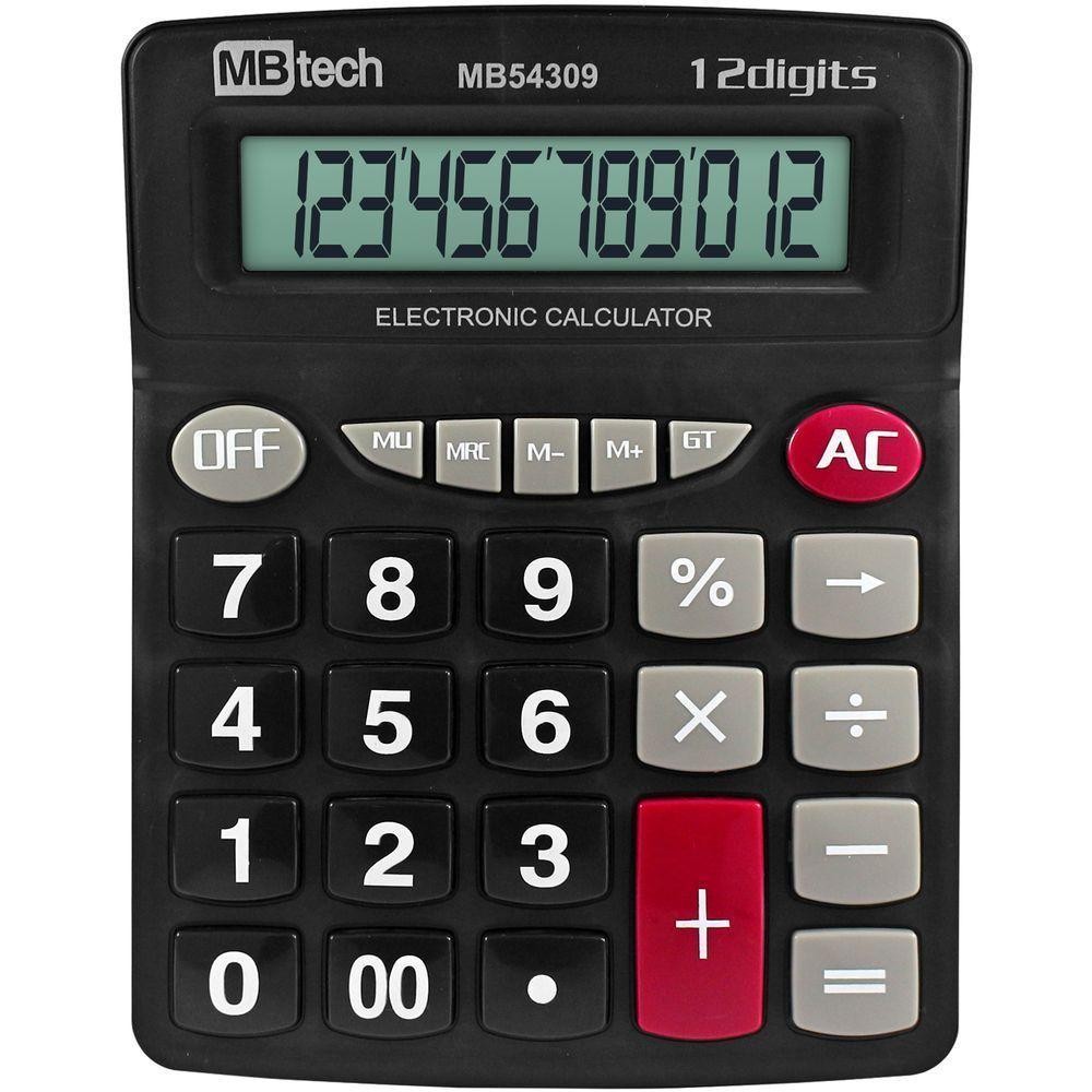 Calculadora Eletrônica 12 Dígitos Mbtech Mb4309 | Shopee Brasil