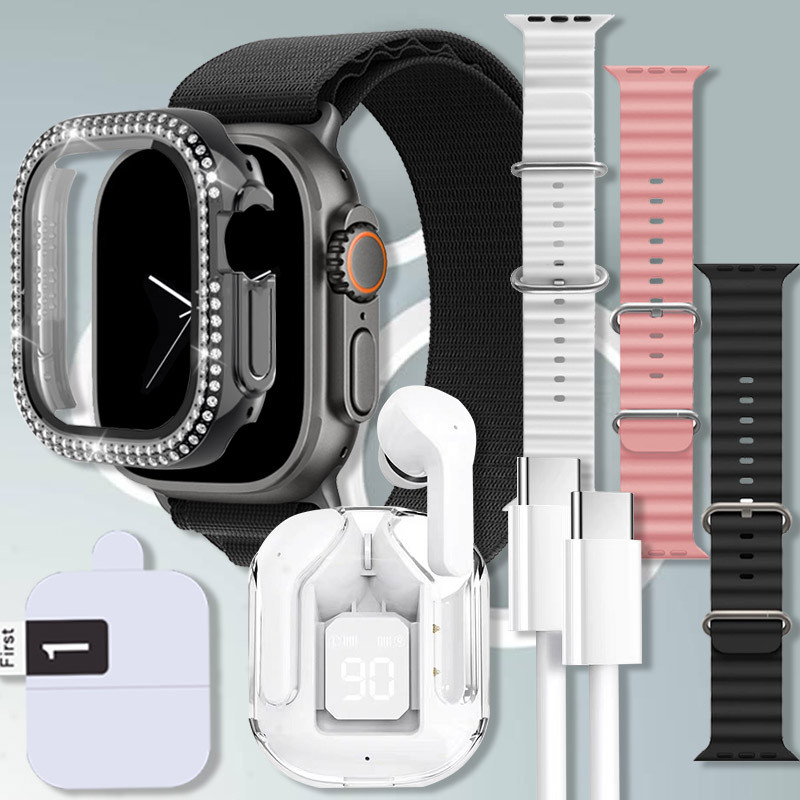 Smart Watch Ultra 9 Pro 3-Strap 2.2inch 49mm Tela Grande 49mm Relógio ...