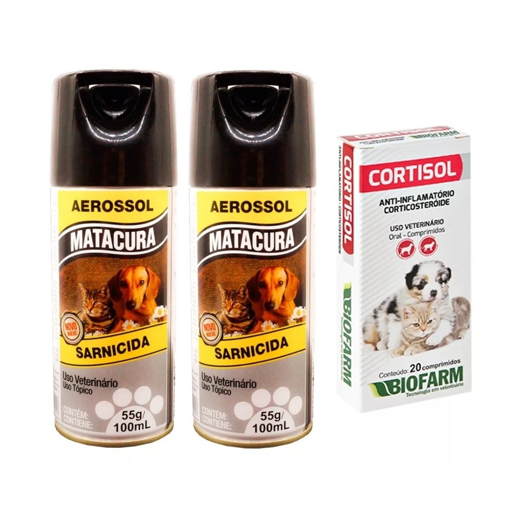 Cortisol + 2 Spray Matacura - Tratamento para Sarna e Doenças de Pele ...