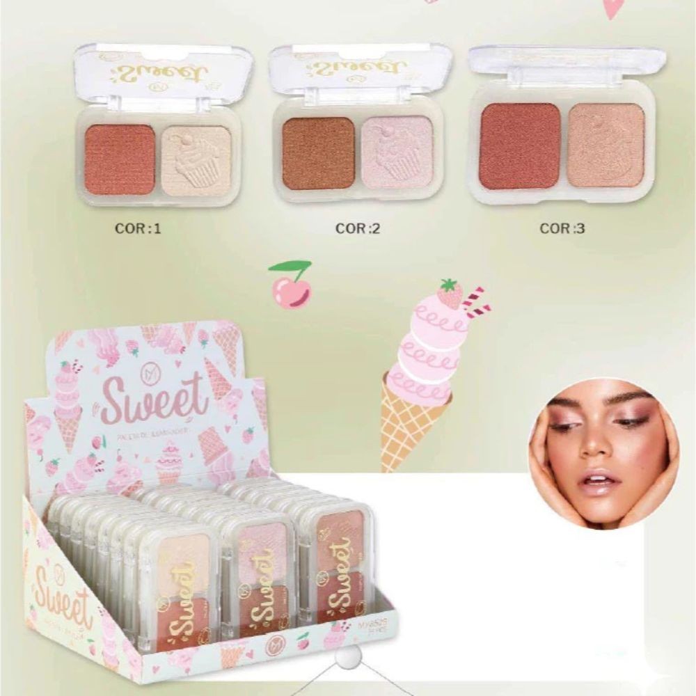 Box c/ 24 Paleta de Iluminador 2 Cores Sweet My Life MY8528 Atacado ...