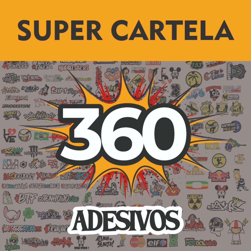 Kit Super Cartela 360 Unidades Stickers Adesivo Capacete Moto Bike Carro Computador Celular ...