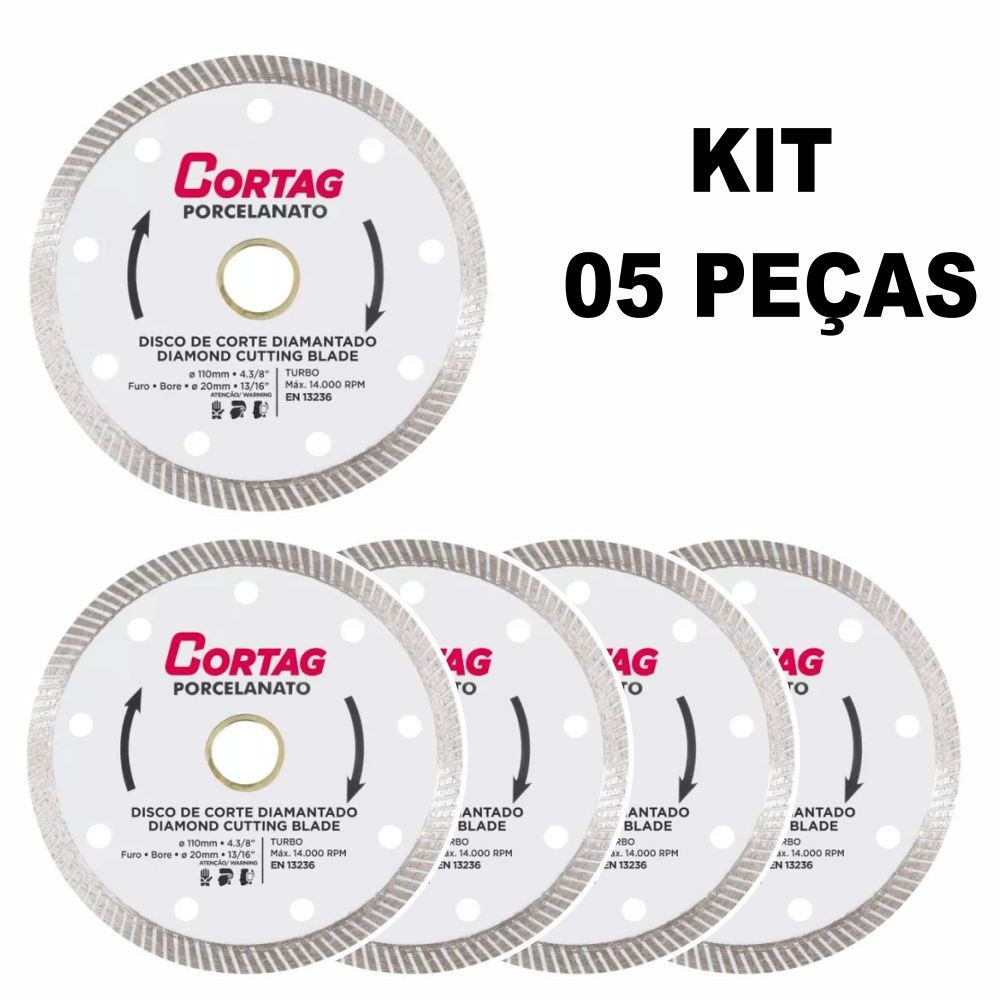 Kit 5 Discos Porcelanato Diamantado Fino 110mm 20mm 4.3/8 | Shopee Brasil